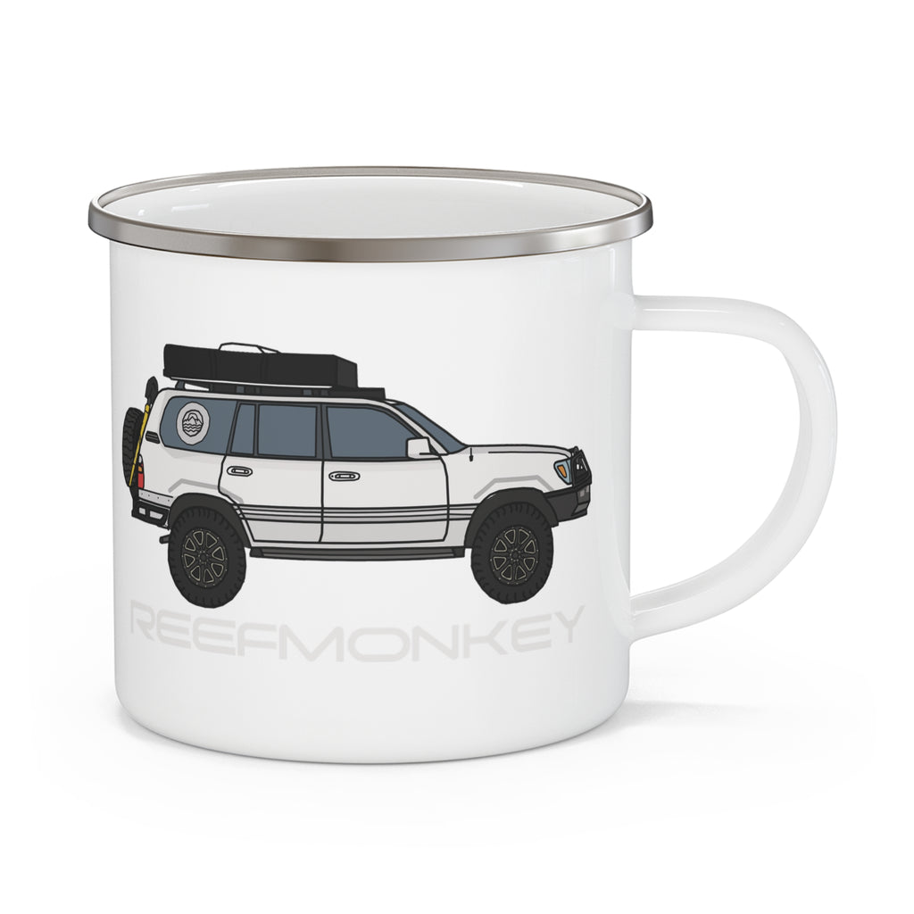 100 Series Land Cruiser Enamel Camping Mug - Reefmonkey Artist Chris M