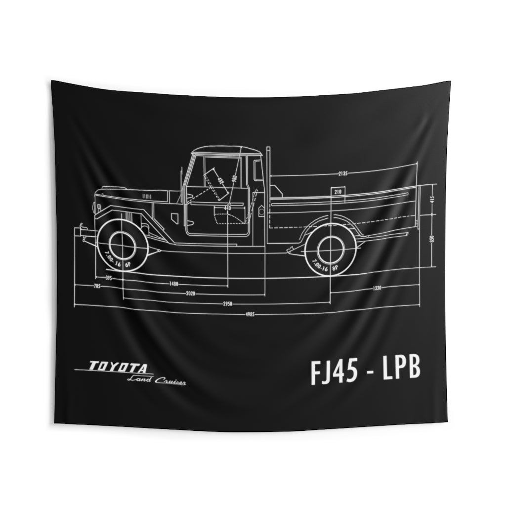 Toyota FJ45 Land Cruiser Diagram Indoor Wall Tapestries – Reefmonkey